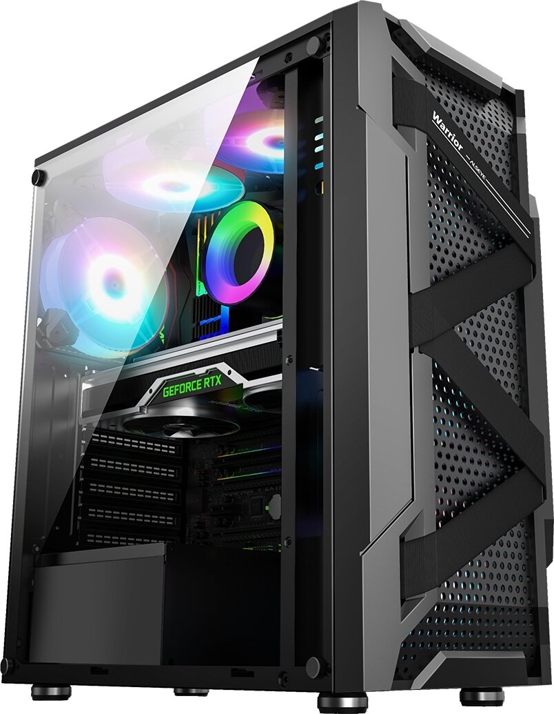 Корпус ALSEYE Warrior-B Mini-ITX/Micro ATX/ATX, USB2.0*2+HD Audio+USB3.0*1, "; H. D. D.(3.5"*2pcs+S. S. D(2.5"*2pcs, 354*185*413mm";