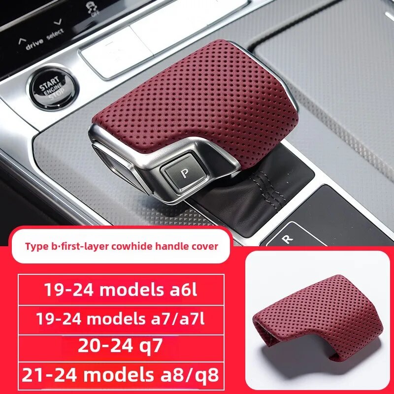 Перфорированная накладка на ручку переключения передач (LHD) для Audi A4, A6, A7, A8, Q5, Q7, B-red