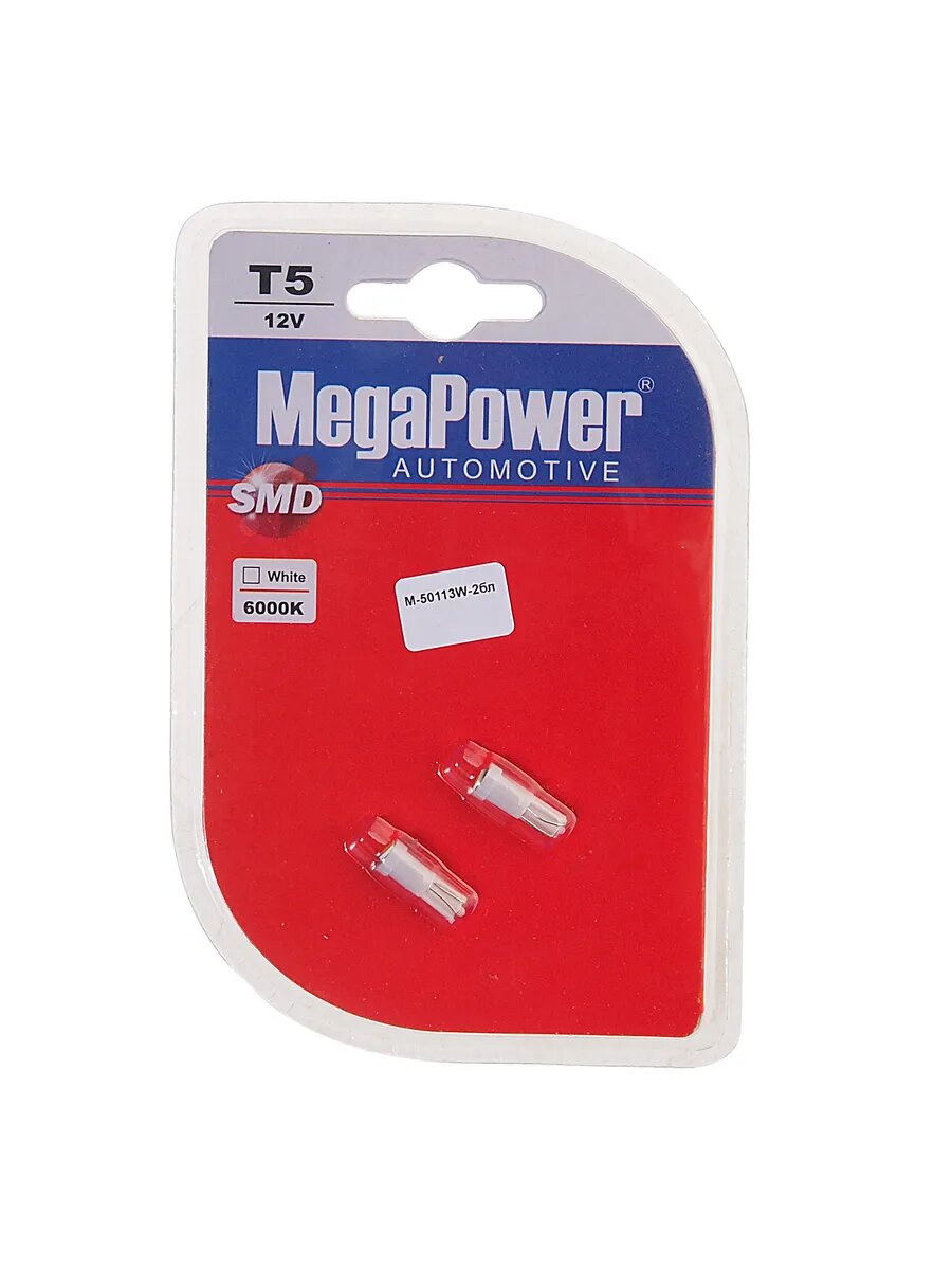 Лампа автомобильная T5 1 SMD 3528 WHITE 2шт 6000K 18лм 12V