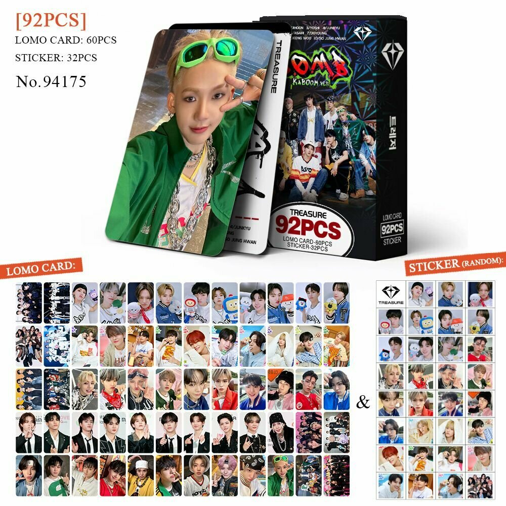 Фотокарточки KPOP Treasure 92PCS (60 фотокарточек 32 наклейки)94175
