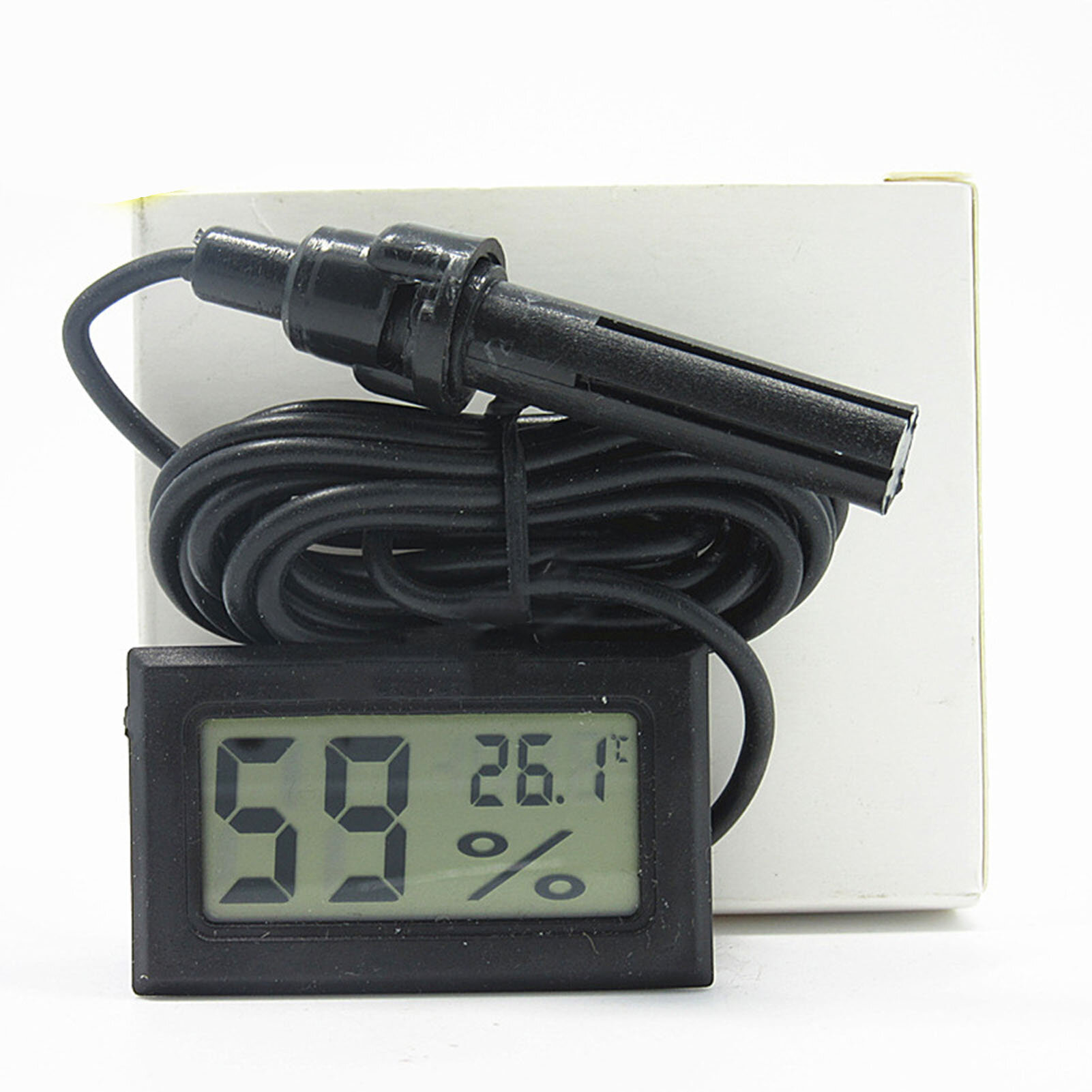 LCD Digital Hygrometer Thermometer Embedded Type Electronic Temperature and Humidity Meter with Probe FY‑12