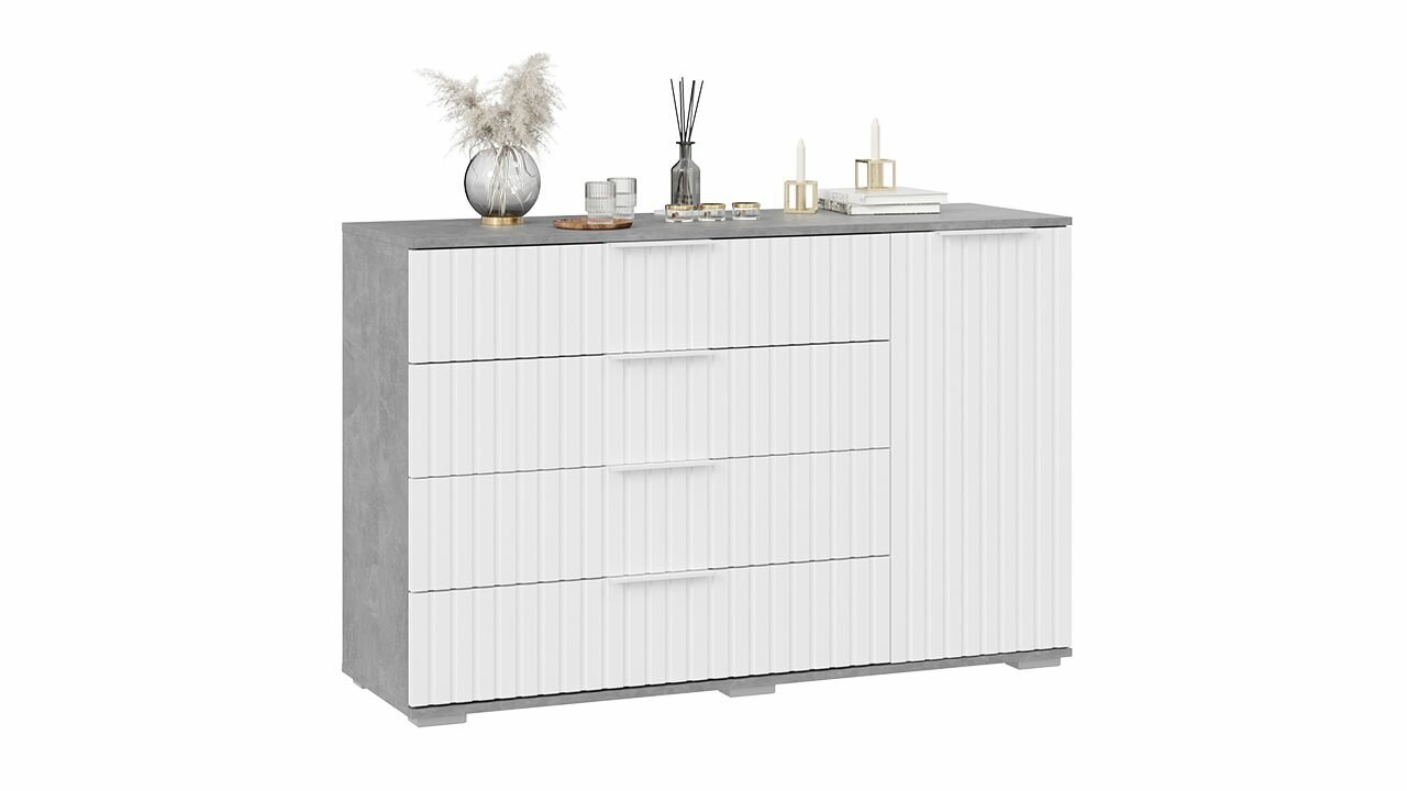 Комод комбинированный Хилтон - 402.012.000 Ателье светлый, Белый матовый