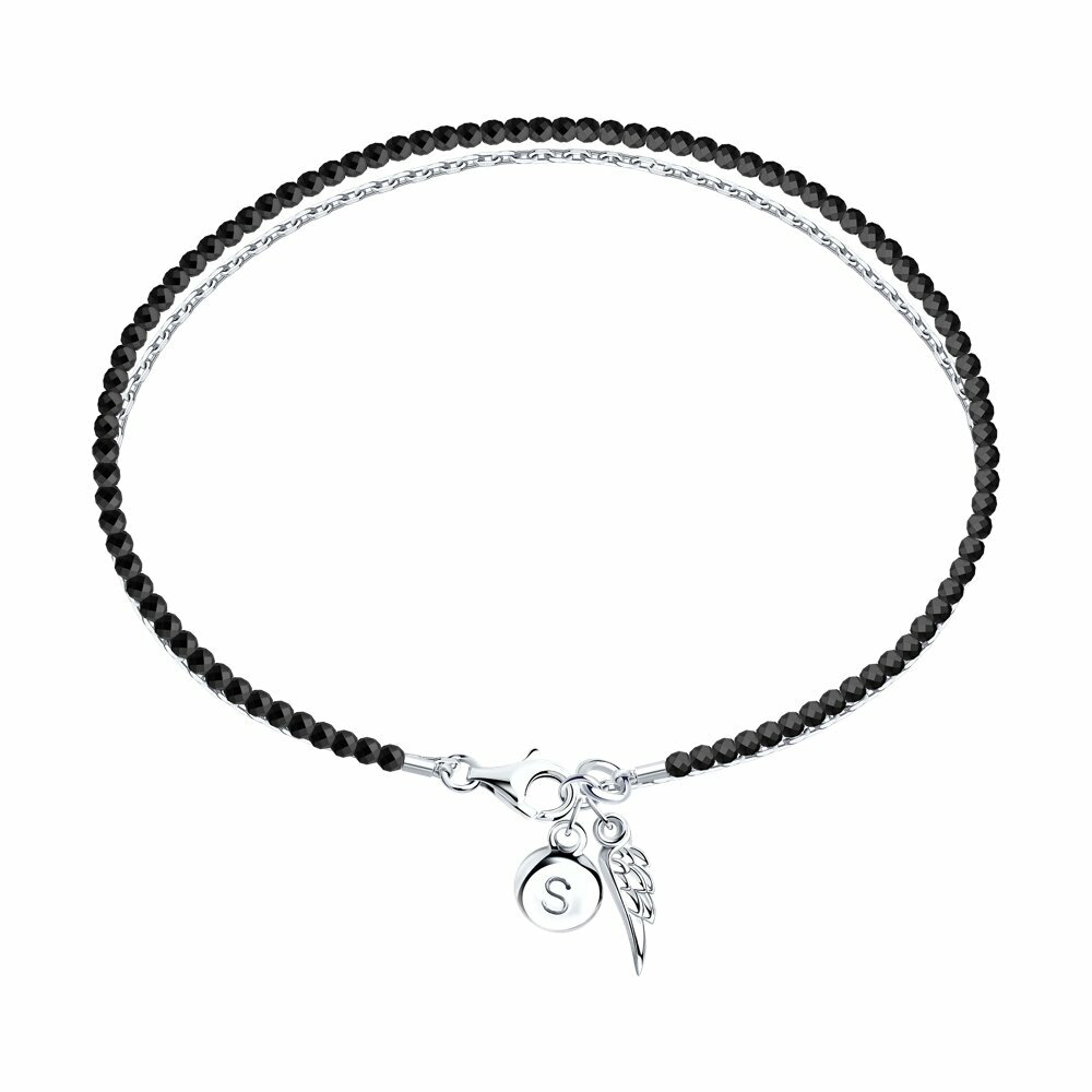 Браслет, серебро, 925 проба, родирование, шпинель