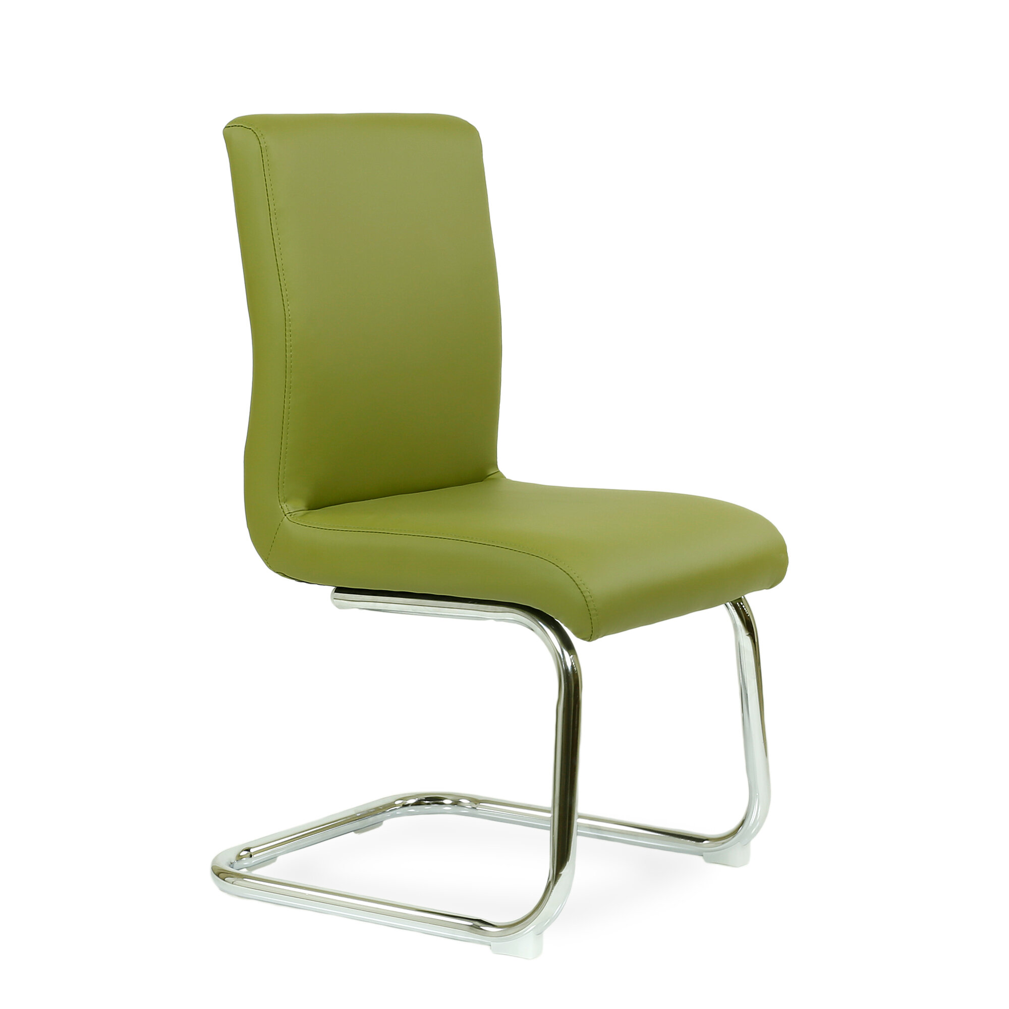 Кресло K-250 Barneo зеленый, хромированный, экокожа, металл, мягкое сиденье, без подлокотников