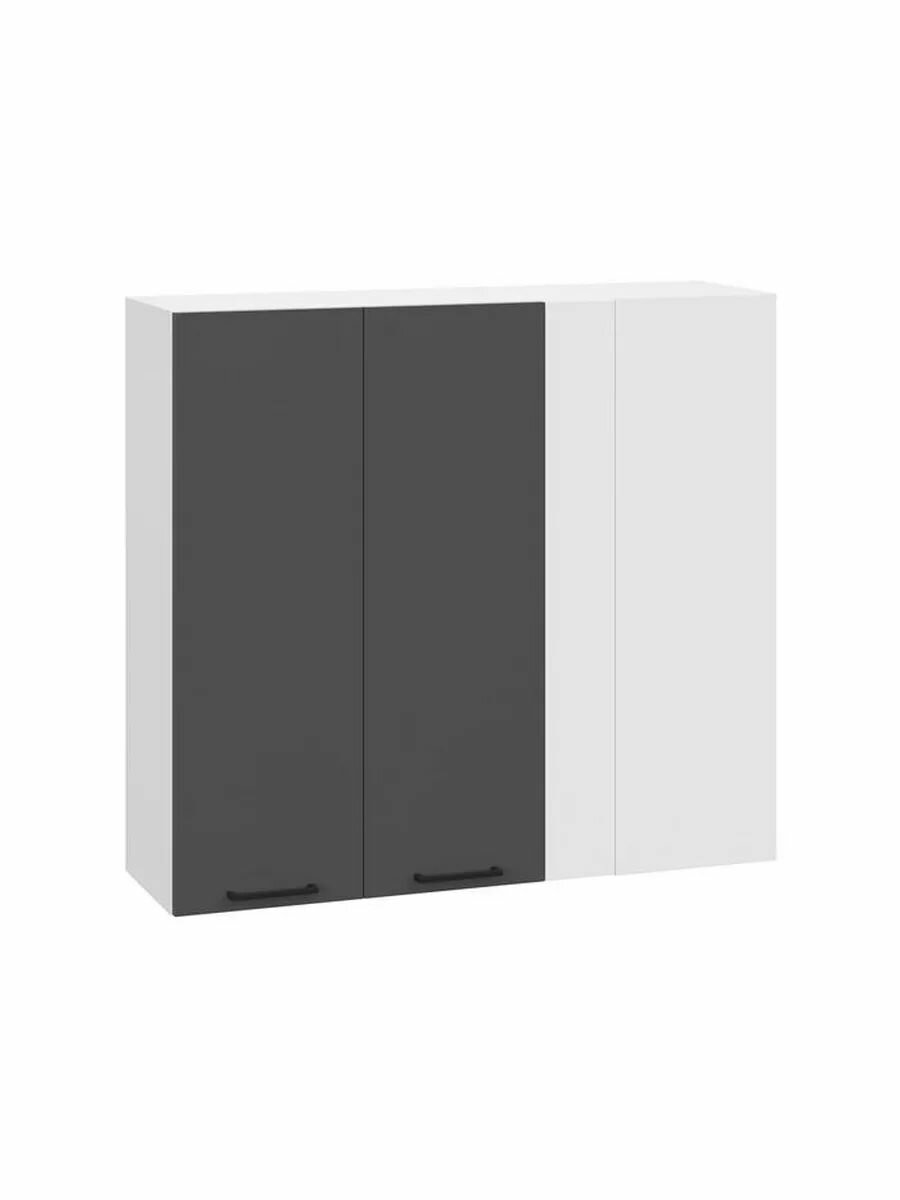 Кухонный модуль навесной, шкаф угловой Урбан с полками, с доводчиками, 100х29.6х91.2 см, Белый / Графит серый