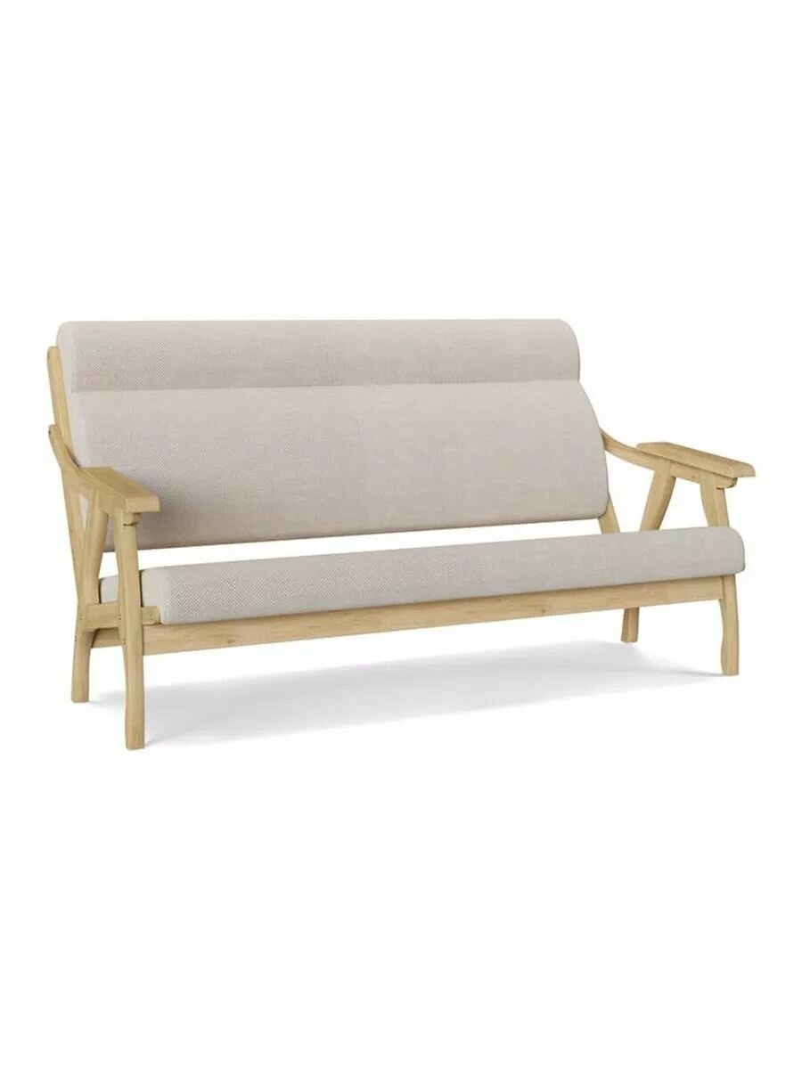 Диван прямой Вега нераскладной, на ножках, с подлокотниками, 161х90х95 см, Бежевый, рогожка Бук