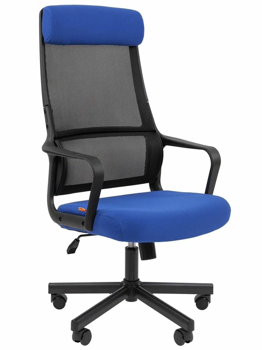 Компьютерное кресло CHAIRMAN 590, ткань/сетка, синий, спинка сетка