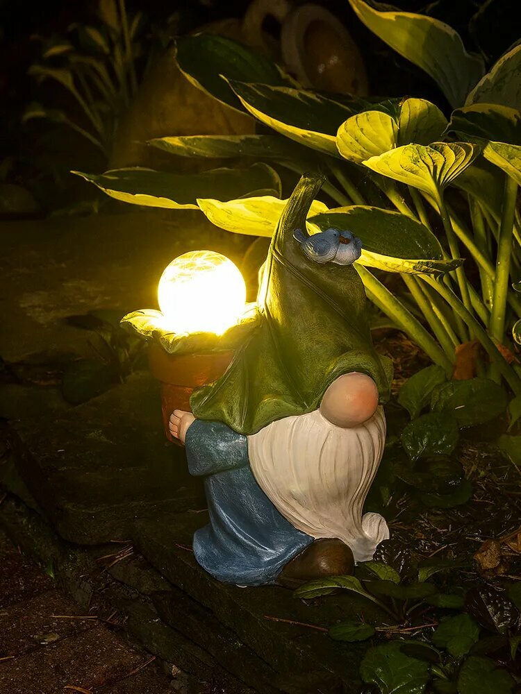 Фигура садовая с подсветкой "Цветочный гном" чудесный САД