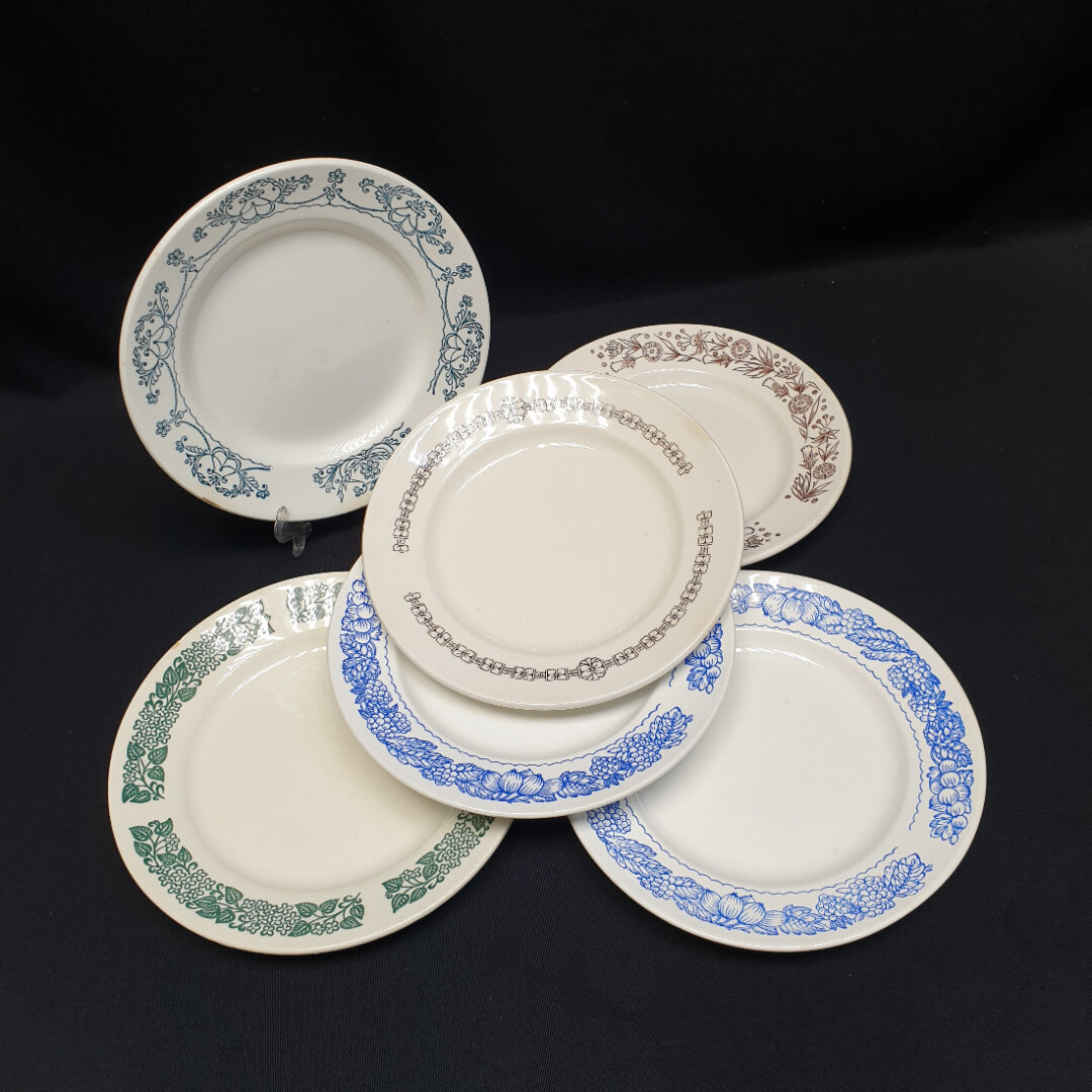 Набор из 6 столовых тарелок СССР. Дачный 17-24 см, в ассортименте, без выбора разного состояния