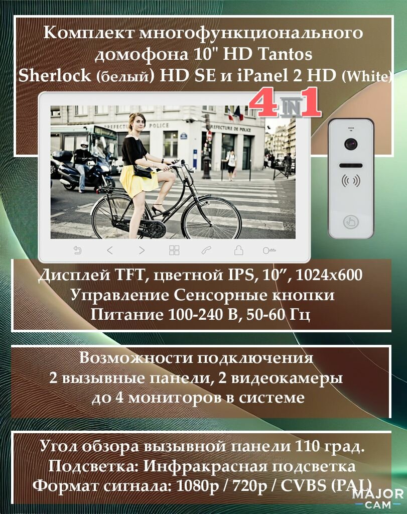 Комплект видеодомофона Sherlock HD SE (White) и iPanel 2 HD (White)