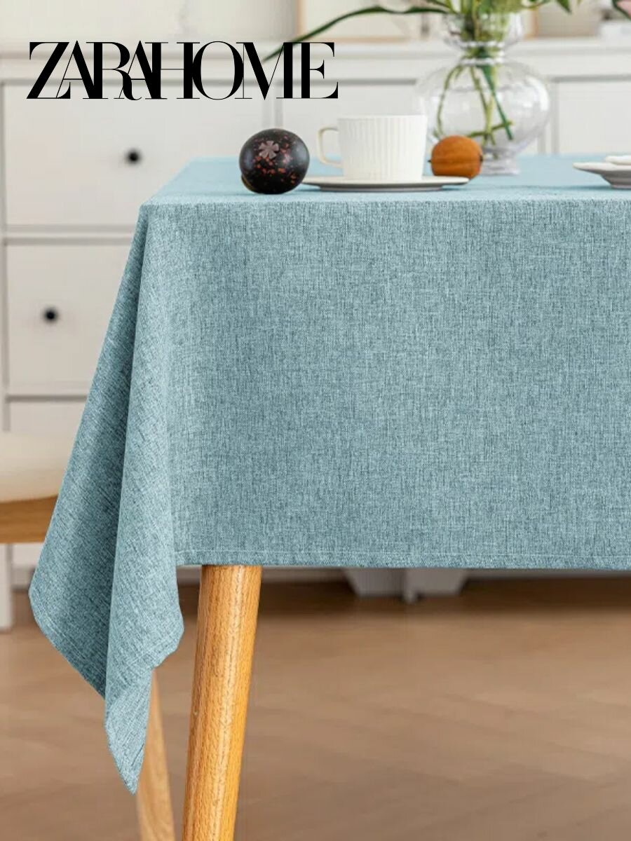 Скатерть ZARA HOME из льна и хлопка однотонная водонепроницаемая и нескользящая не требующая стирки скатерть для обеденного стола