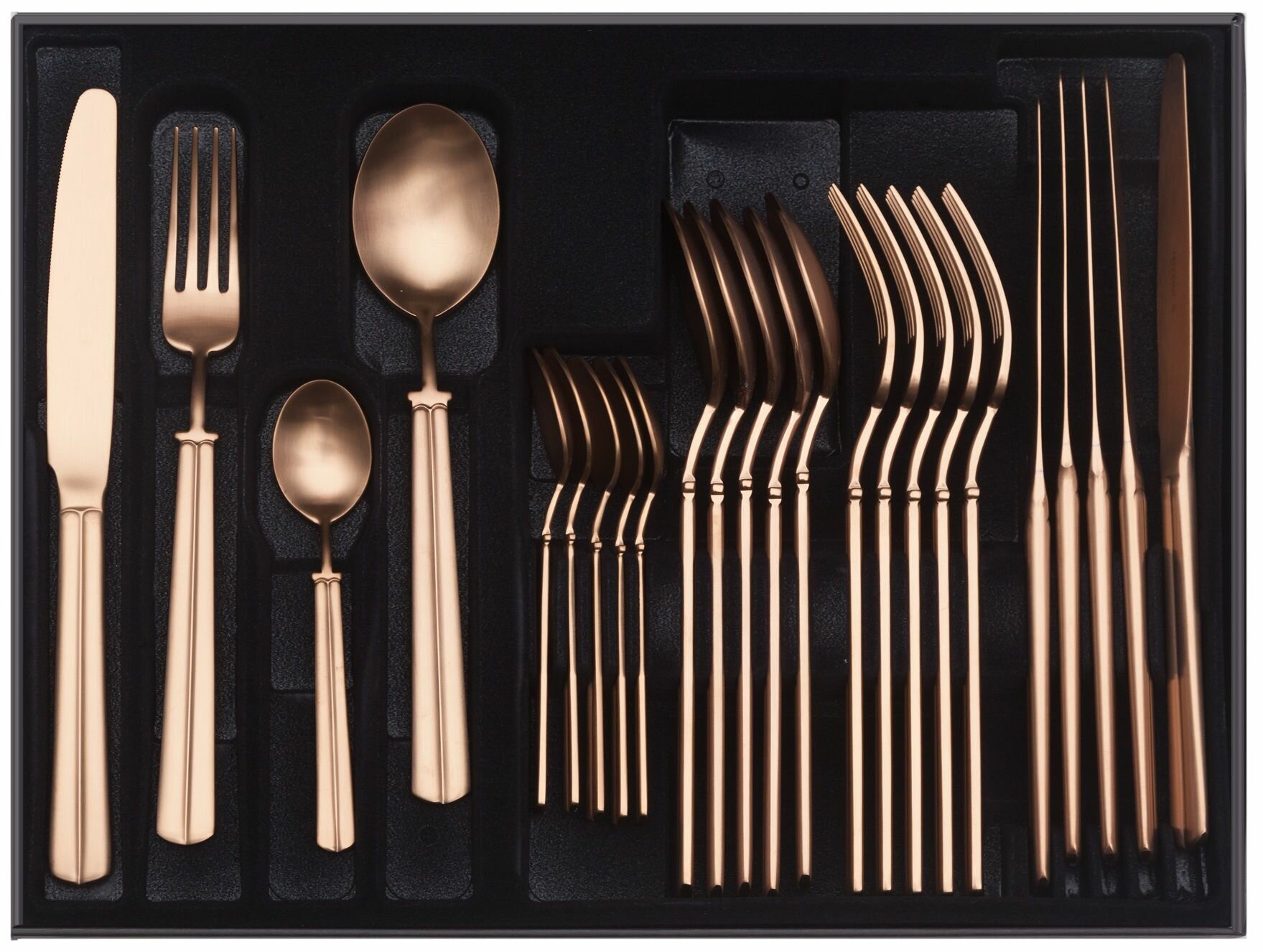 Столовые при боры Herdmar BROOKLYN COPPER сталь 18/10, цвет медный, 24 предмета подарочная коробка