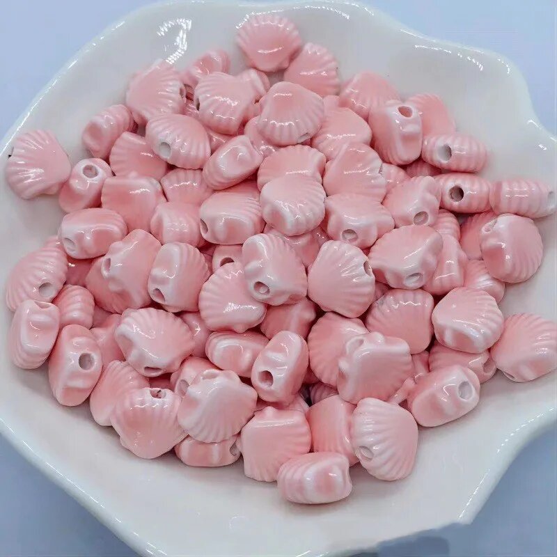 YoZuSmily керамические бусины ракушка 10x12 мм 10 шт Розовый, 10