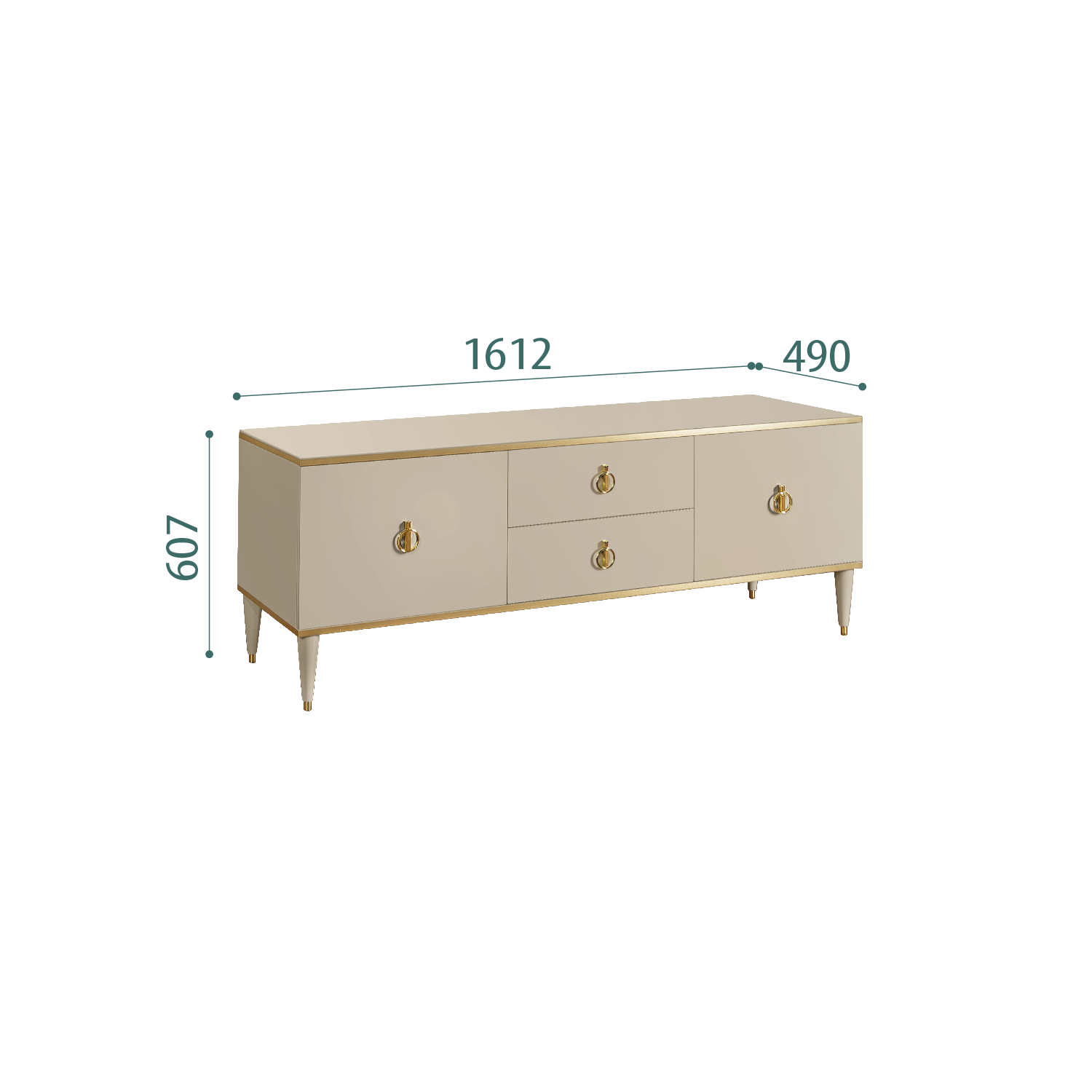 Тумба ТВ (2 двери и 2 фасада) Rimini. Vanilla/золото