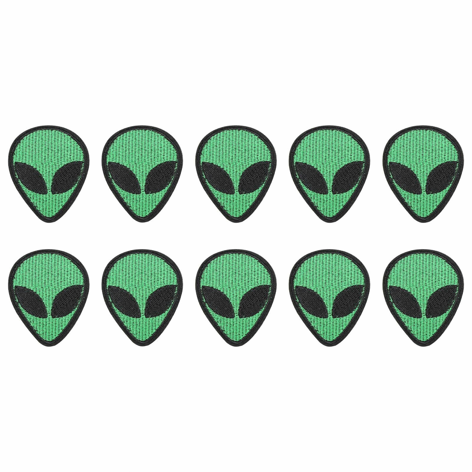 10шт вышитая нашивка "Голова инопланетянина", зеленая, декоративная наклейка