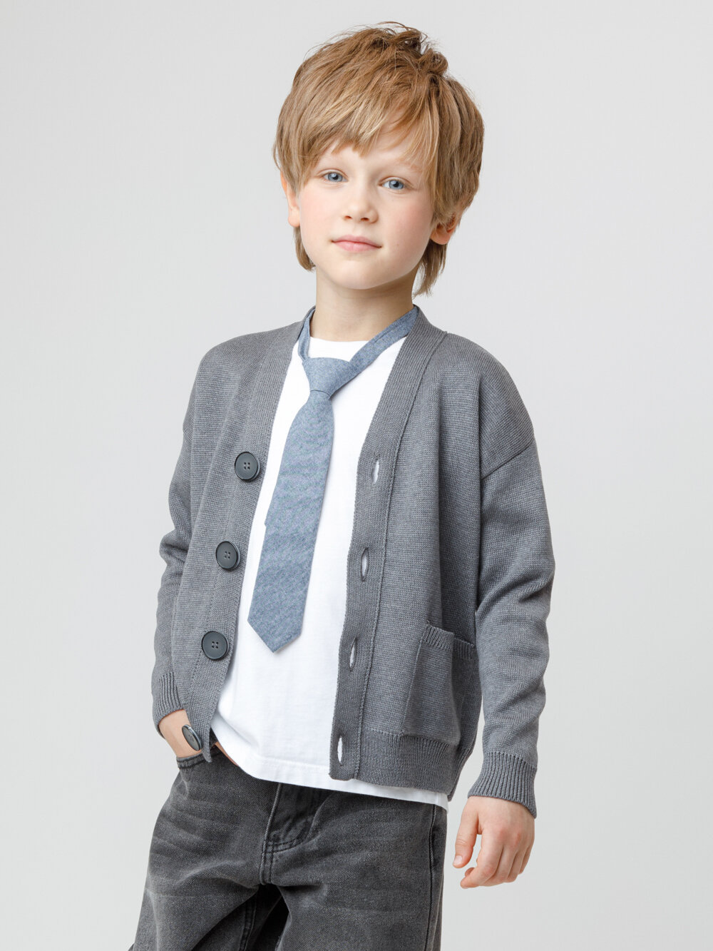 Кардиган КВ 30155/тем.серый меланж