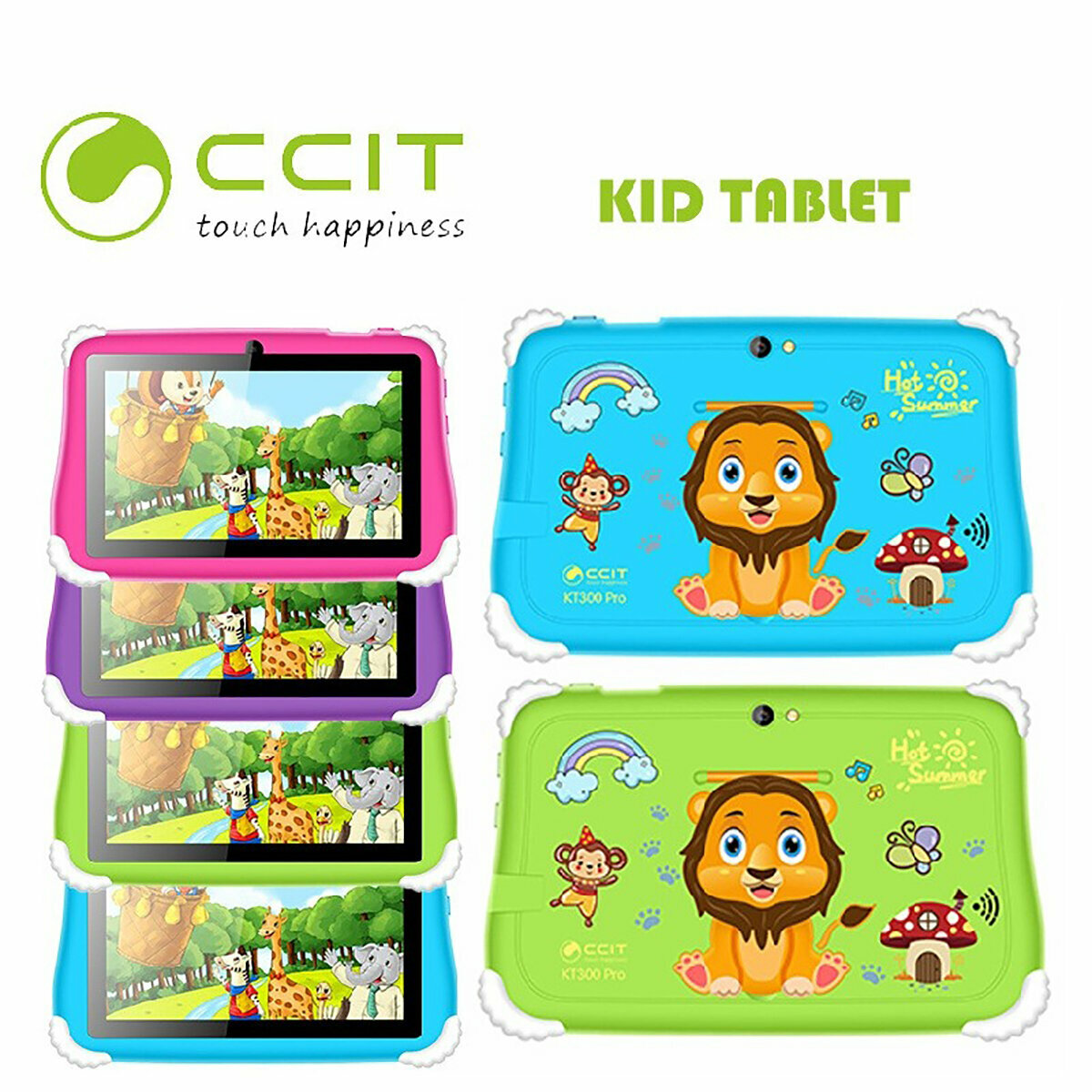 Детский планшет CCIT KT-300, зеленый, Android , 4GB, 128GB IPS WIFI PAD KID
