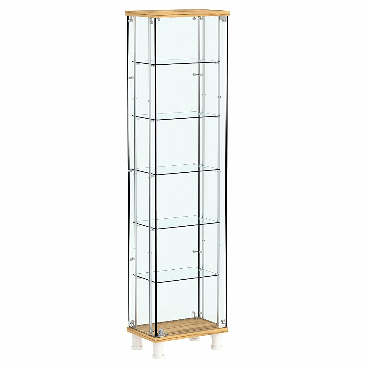 Витрина рондо с регулировочными полками №1-3-РЕГ на ножках (задняя стенка стекло), Дуб Золотистый