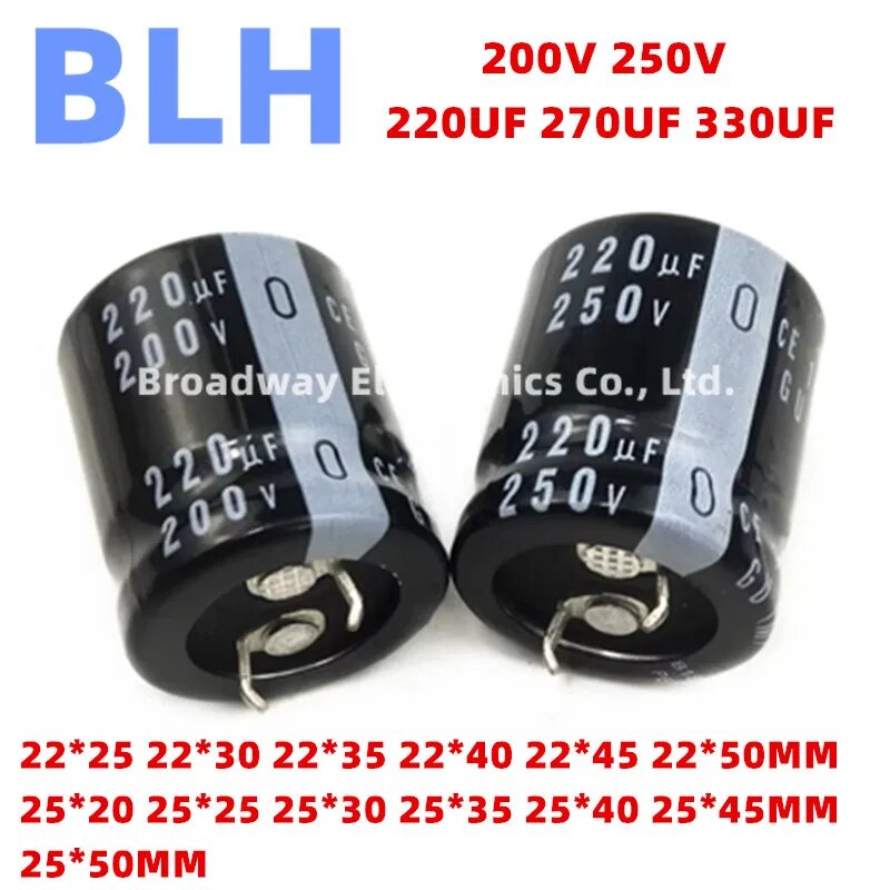 Конденсатор электролитический 220UF 250V 22x25mm