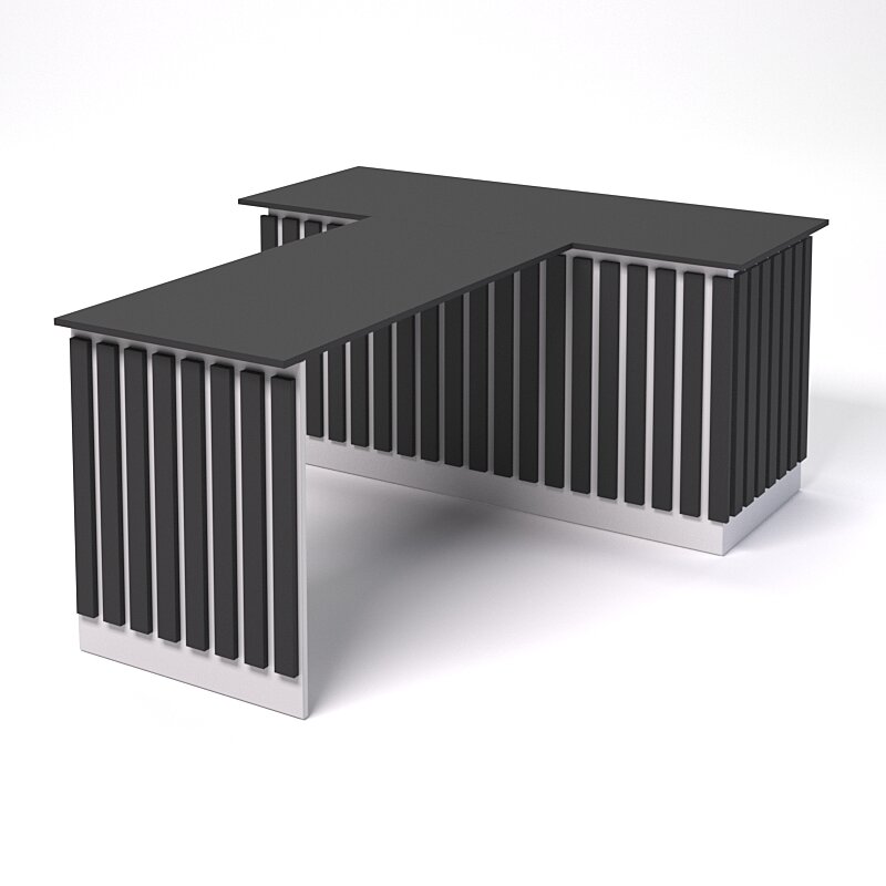 Стол руководителя №3 с приставкой брифингом, Черный и Белый. Производитель товара - компания Westcom.