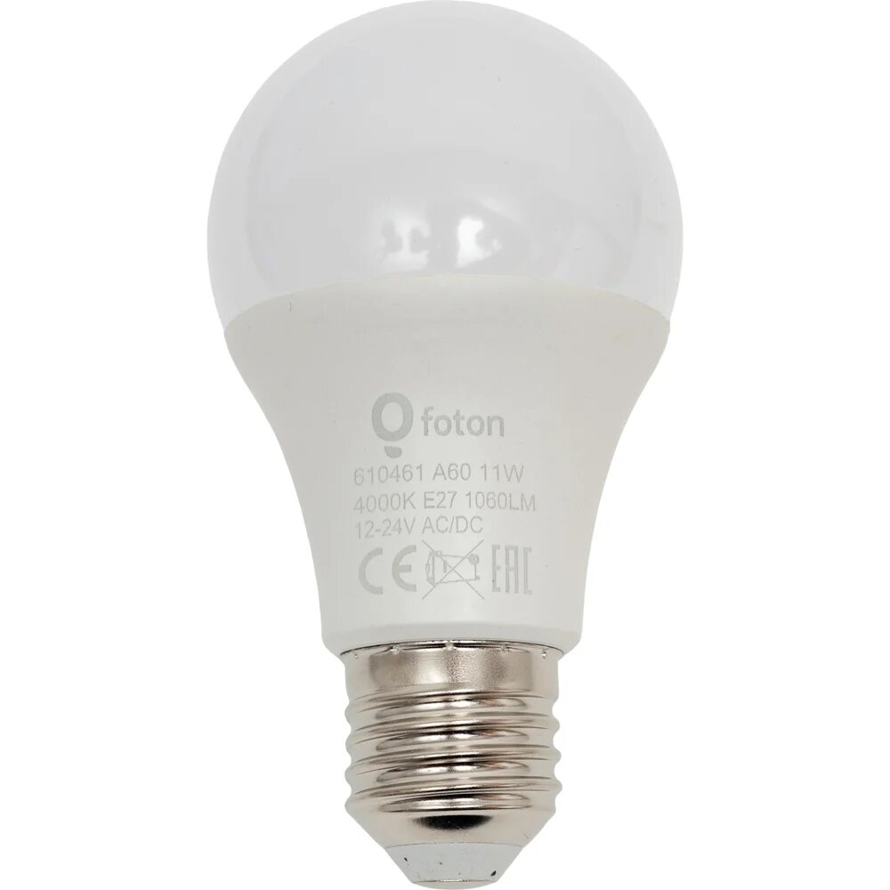 Лампа FL-LED A60-MO 12-24V AC-DC 11W E27 4000K 1060Lm FOTON_LIGHTING 610461