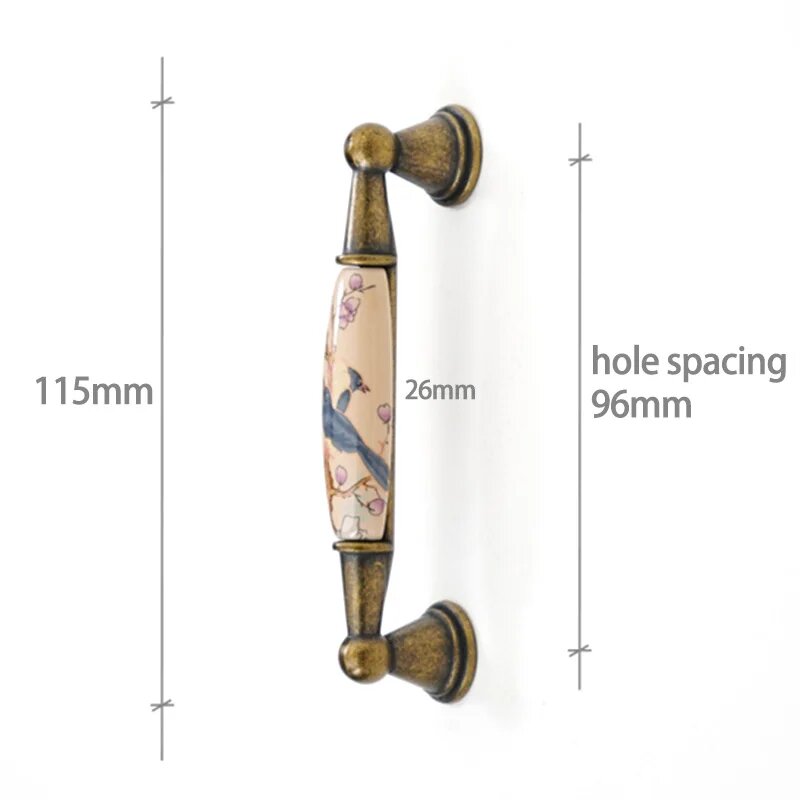 Керамические ручки для мебели imango, птичий узор Bird 211-CC96mm
