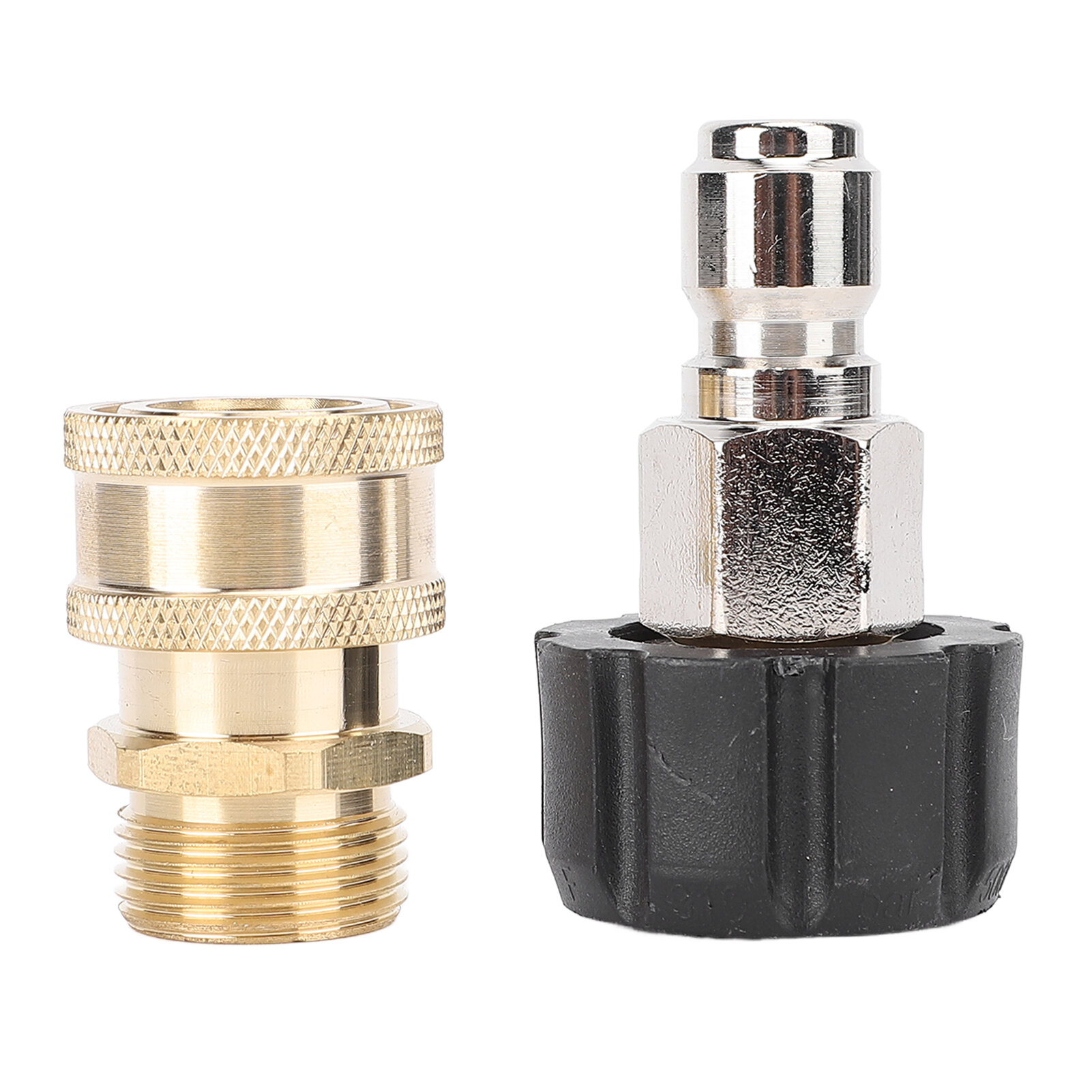 Комплект из 2 переходников для мойки высокого давления M22 на быстроразъемное соединение 1/4 дюйма, латунные штекер и гнездо, диаметр 14 мм, сердечник M22-14.