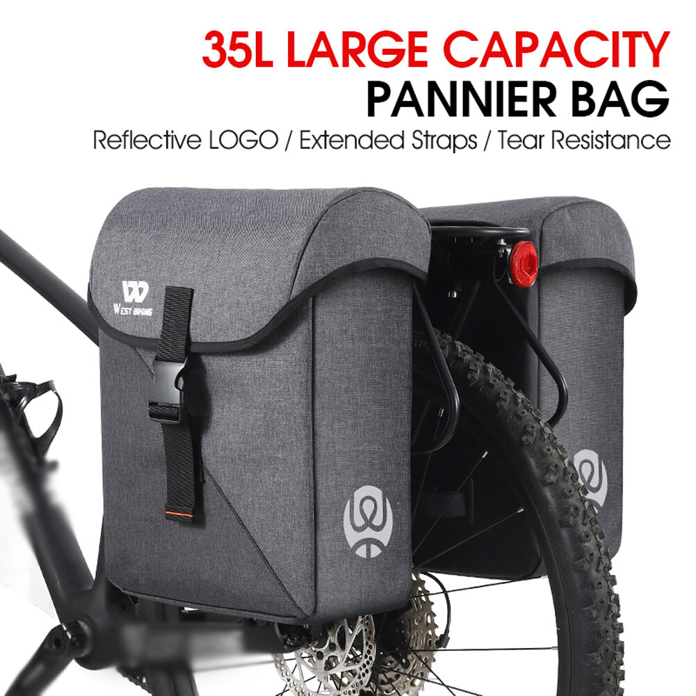 WEST BIKING 35L Большая вместимость Двойная велосипедная сумка для задних сидений Велосипедные багажники Сумки Утилиты для аксессуаров для езды