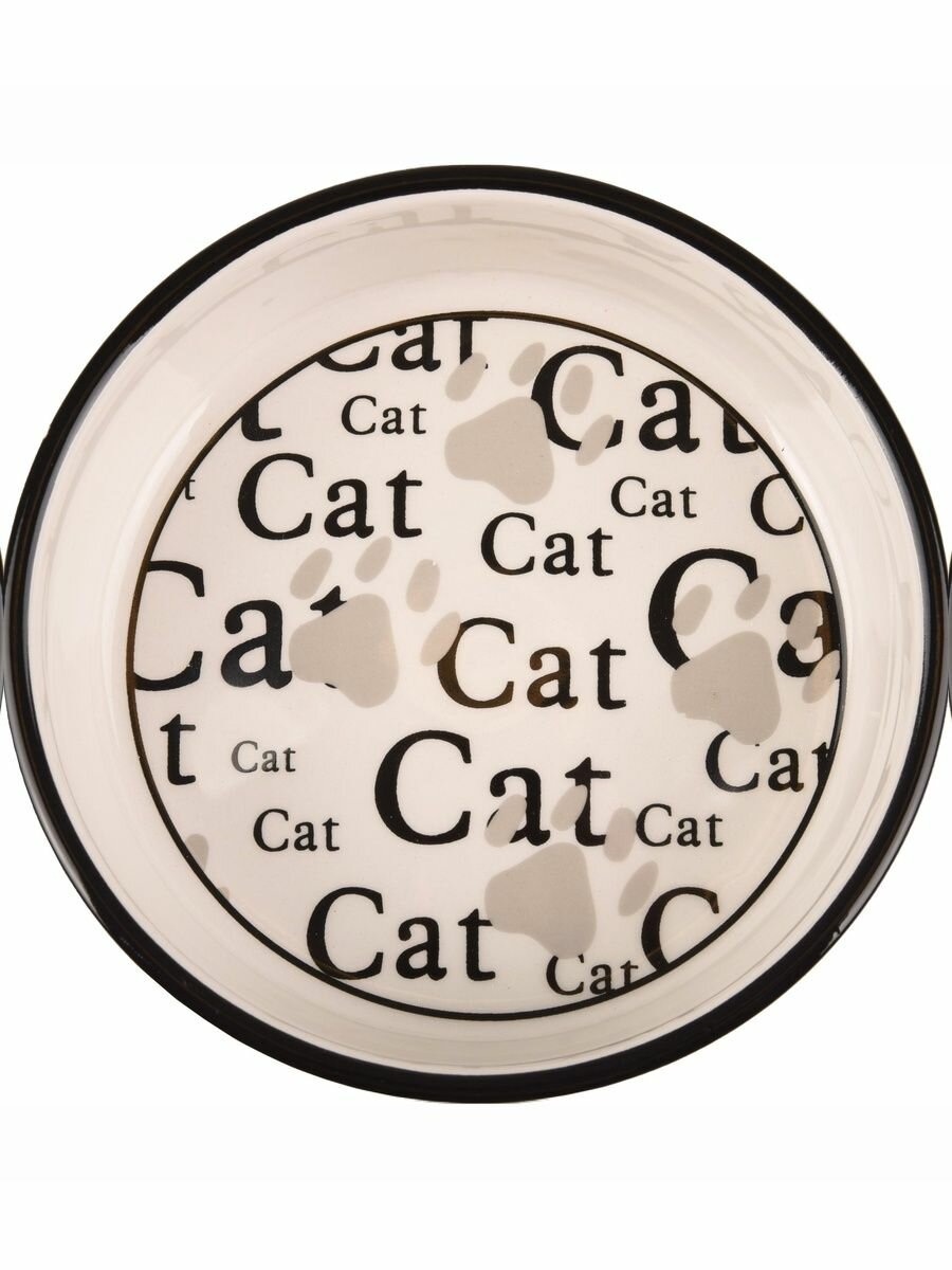 Flamingo Миска керамическая для кошки CATHY, М 350 мл/ 15,5 х 15,5 х 2,6см, белая