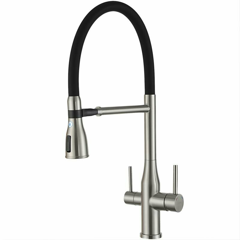 Смеситель для кухни с гибким изливом GAPPO G4399-75 с фильтром сатин