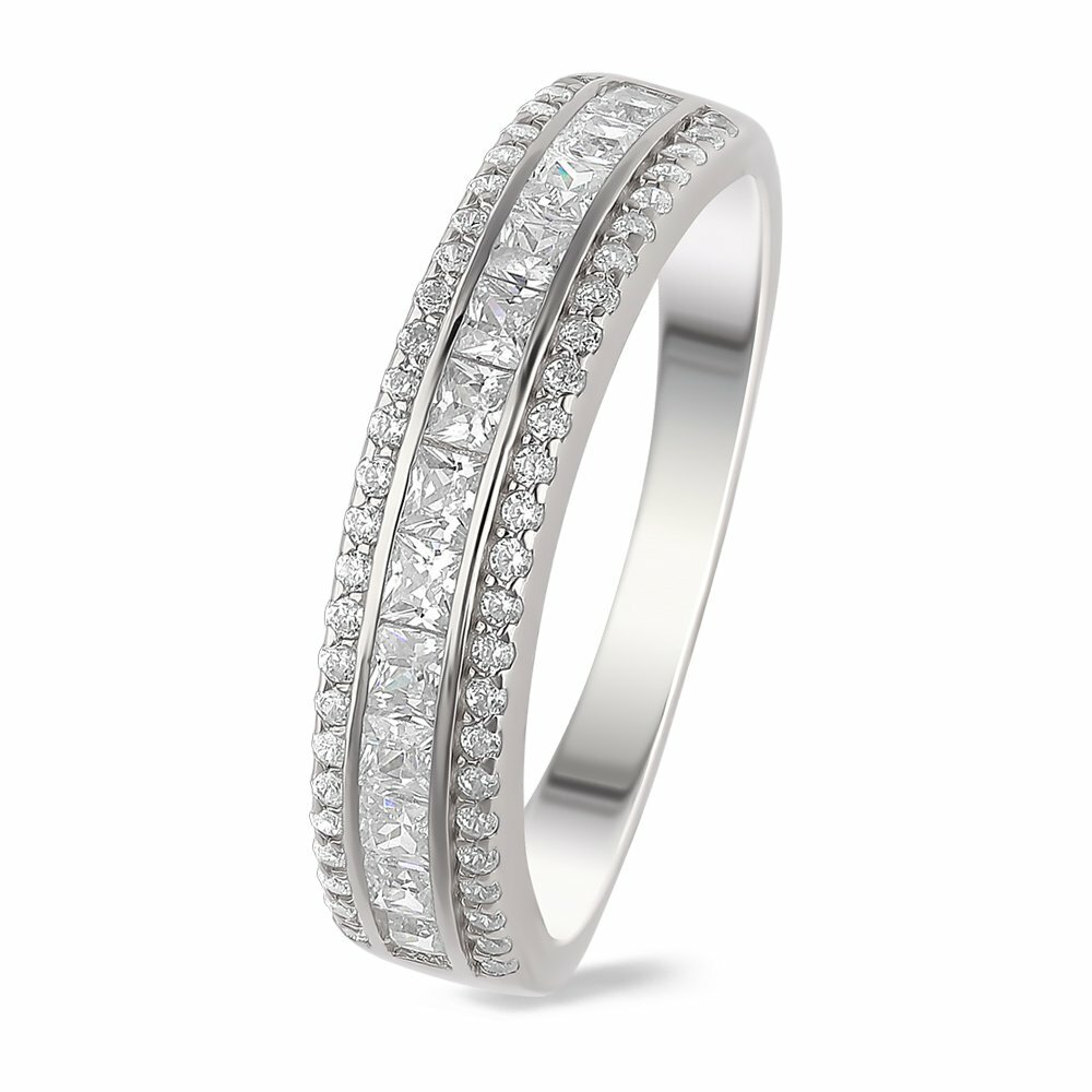 Кольцо дорожка, серебро, 925 проба, родирование, фианит