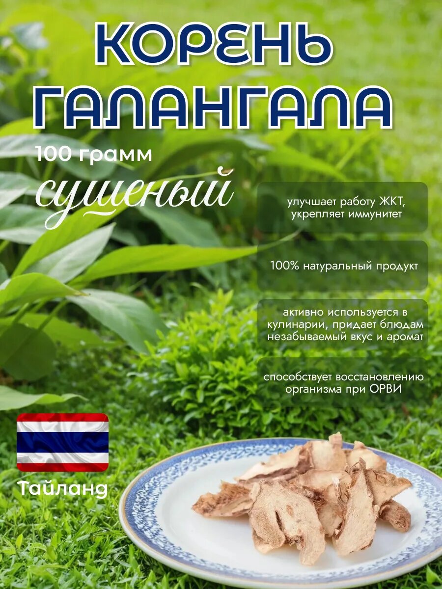 Приправа BeraFood, галангал, сушеный корень, для напитков и горячих блюд, 100г