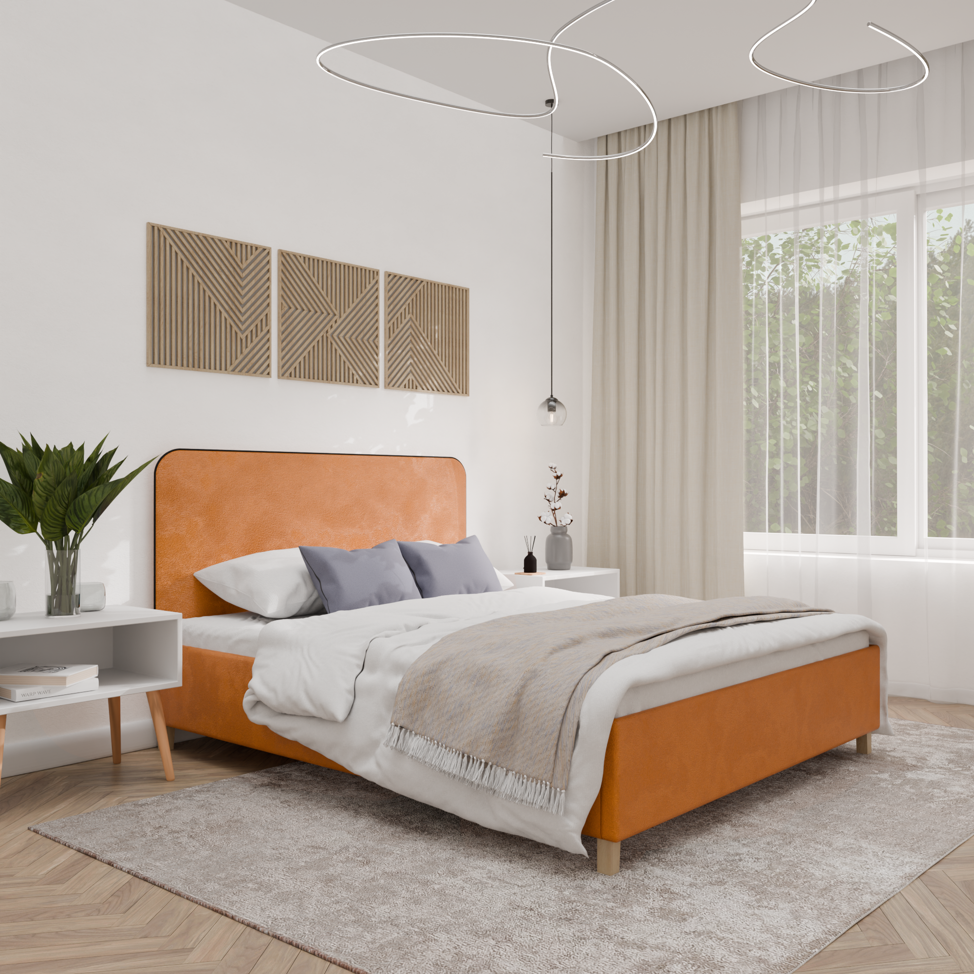 Кровать с подъемным механизмом Абстракт Элит 160х200, с ножками, 2 ящика, терракотовый, с черным кантом