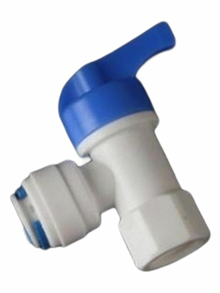 Кран для накопительного бака обратного осмоса, внутренняя резьба 1/4", колено под трубку 1/4"