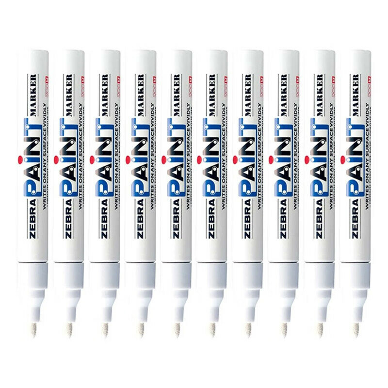 ZEBRA Oil-based Paint Marker, Large Size Logistics Pen Signature Pen/Marker PAINT-MOP White 10-Pack