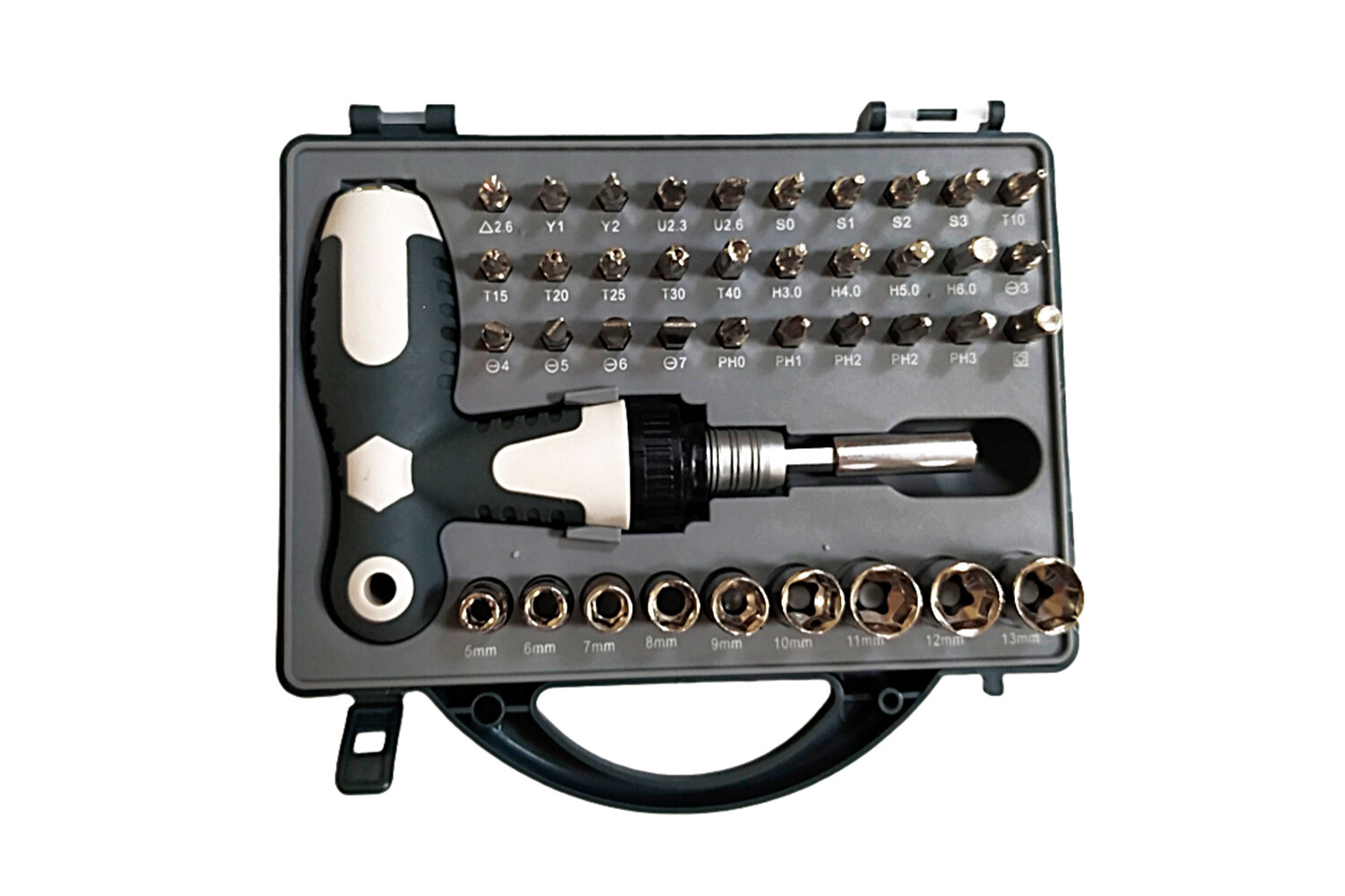 Набор инструмента Вороток - трещетка с набором бит и головок, 40 предметов в кейсе