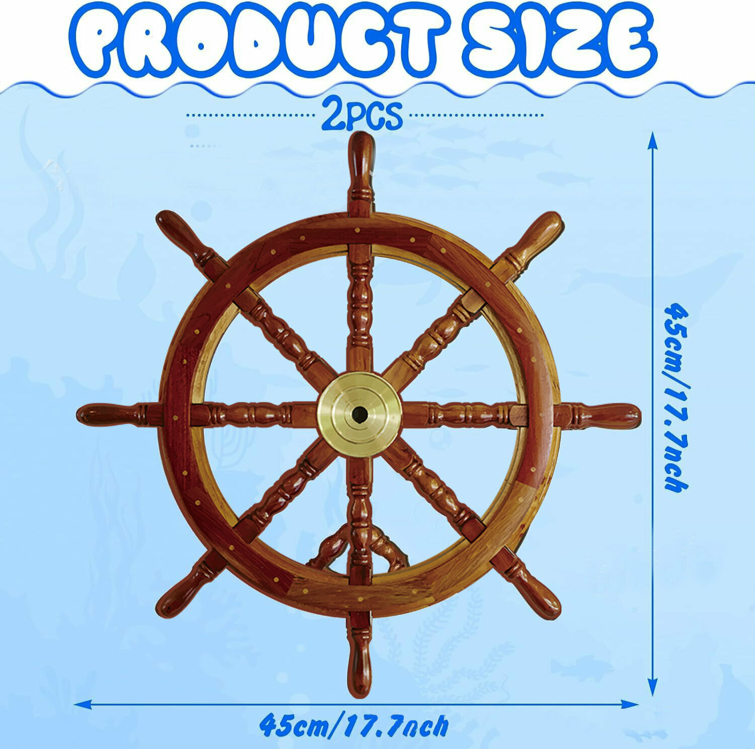Деревянный руль, украшение для стен, подвеска с пиратским кораблем, декоративные пляжные поделки 45х45х5см