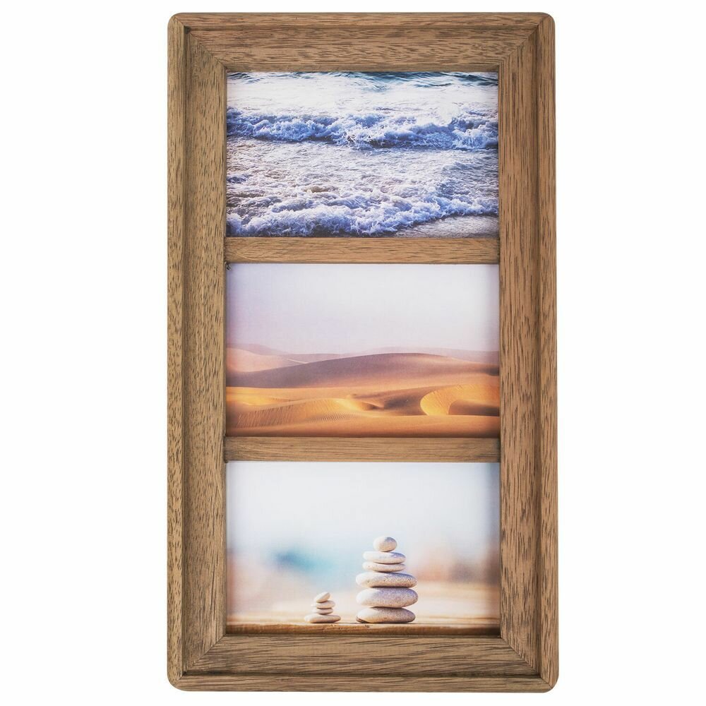 Рамка из мангового дерева BRAUBERG LOFT TRINITY, 3 фото 10х15 см, стекло, 20х35,5 см