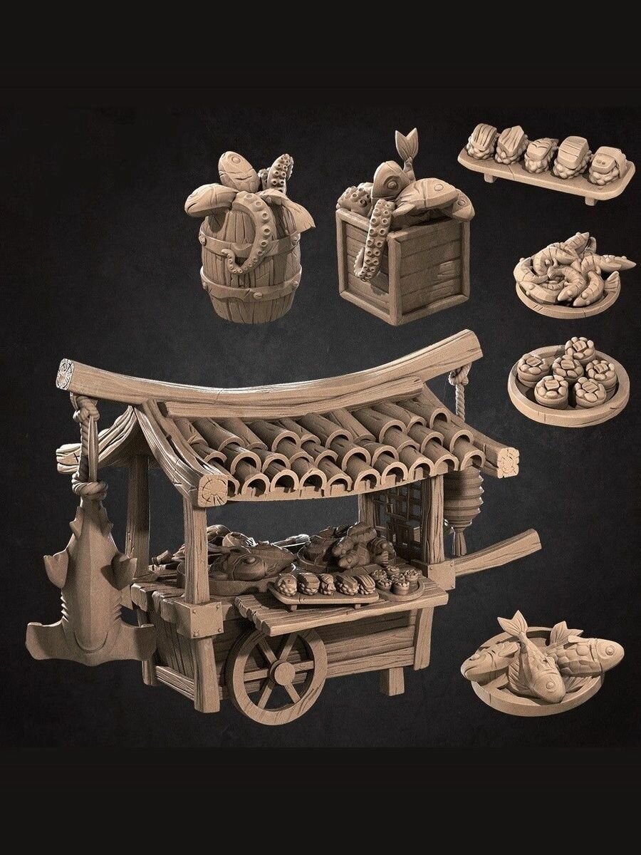 Фэнтези миниатюры "Набор декораций Суши-ресторан Итамазу" для настольных игр и раскрашивания