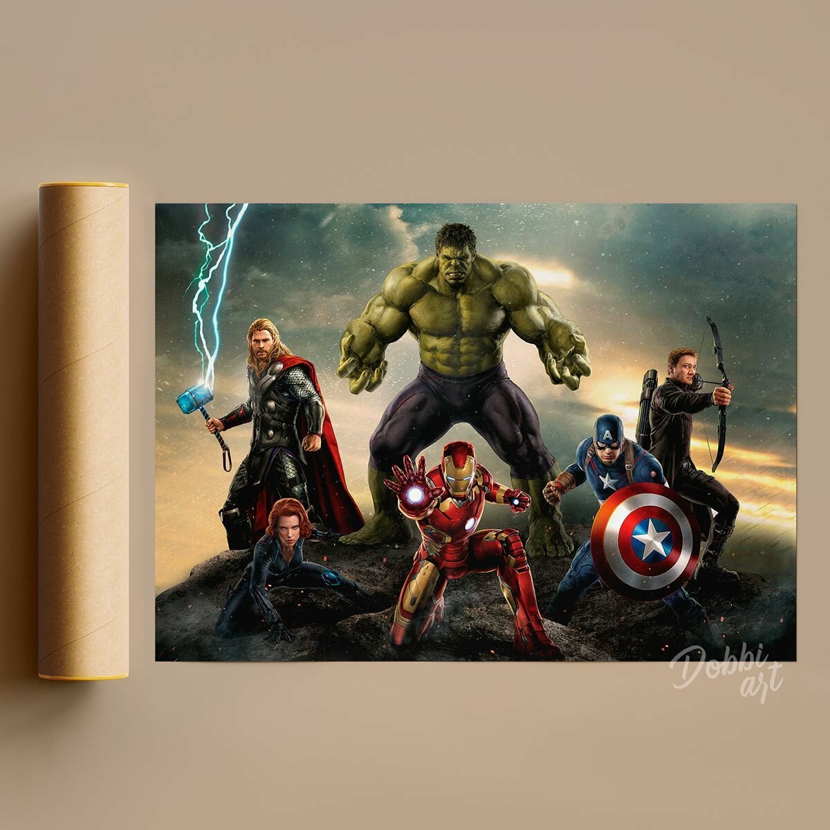 Постер Мстители 30х40 см без рамы/ Марвел, Капитан Америка, Железный человек/ Плакат для интерьера, в подарок