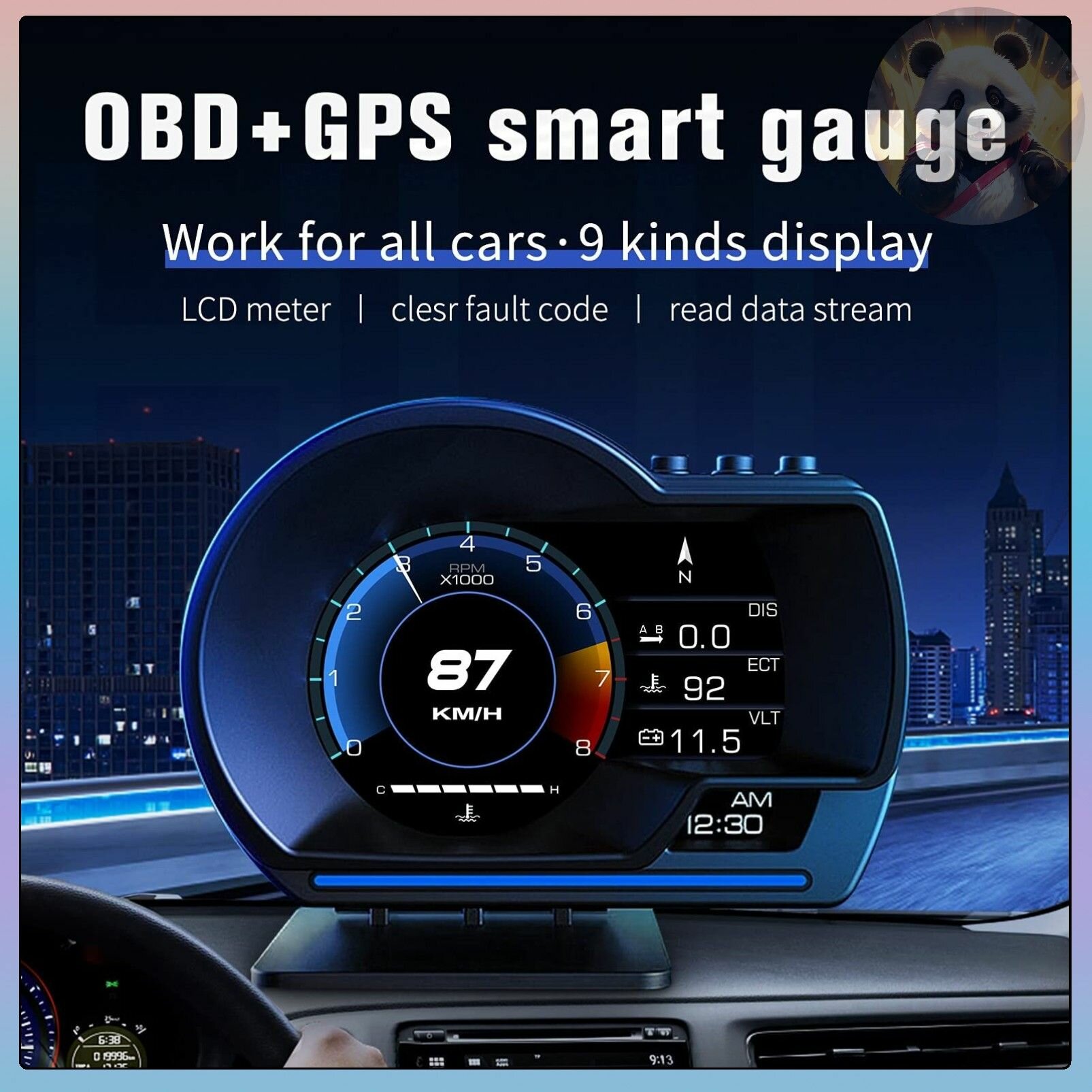 Автомобильный дисплей HUD, OBD +GPS, интеллектуальный датчик, спидометр высокого разрешения для автомобиля