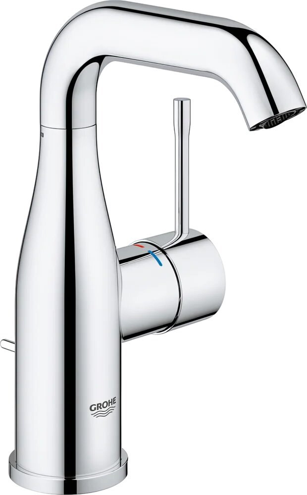 Смеситель для раковины Grohe Essence New 23462001 хром, глянцевый, кран для ванной в раковину, из латуни, рычажный, с поворотным изливом, с керамическим картриджем, с донным клапаном