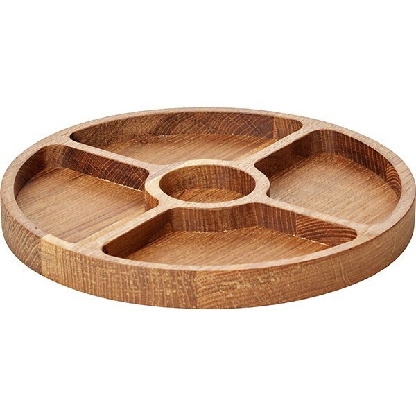 Менажница 5 секций круглая, вставка из натурального сланца, дуб, 250 мм, деревянный (PPwood)
