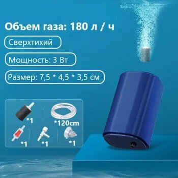 Аквариумный компрессор OELX, (180 л / ч) сверхтихий, с комплектом распылителей