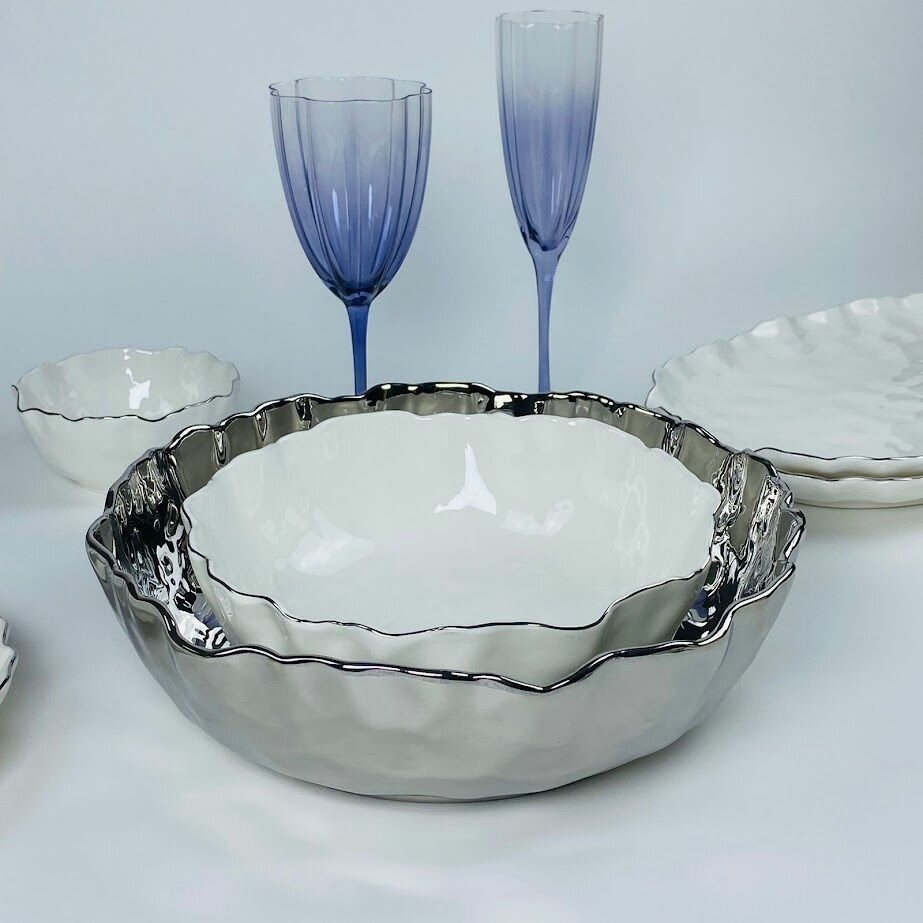 Набор из 2 салатников 23/30,5 см ванесса серебро