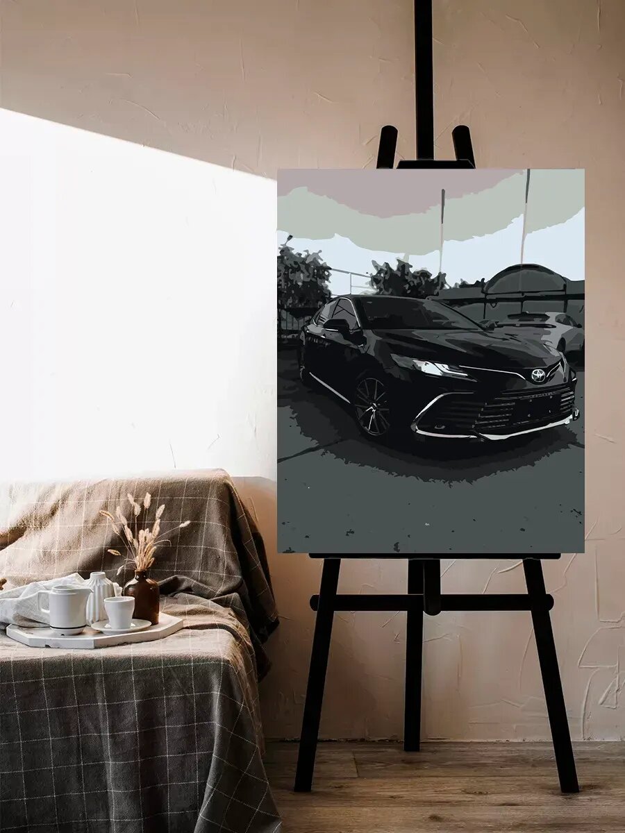 Картина по номерам Черная Тойота Камри Машина Авто