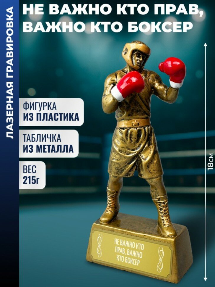 Статуэтка боксер "Не важно кто прав, важно кто боксер"