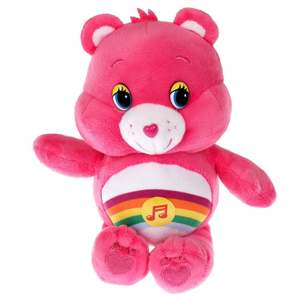 Игрушка мягкая мишка розовый с радугой 20 см. озвученный Добрые игрушки M90027-16