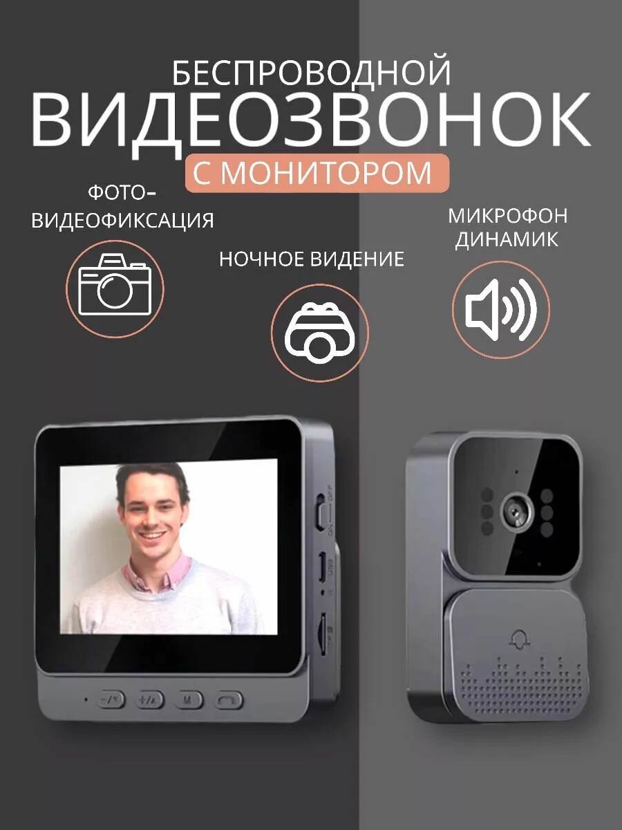 4,3-дюймовый беспроводной видеодомофон с HD-экраном и двусторонней связью для помещений