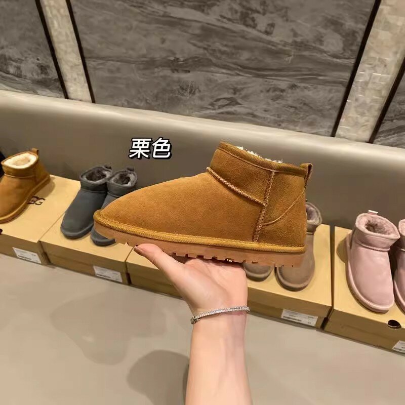 Зимние ботинки 2025 года, меховые и плюшевые, теплые, короткие, на толстой подошве, с мехом, женские, с утолщением из хлопка и бархата